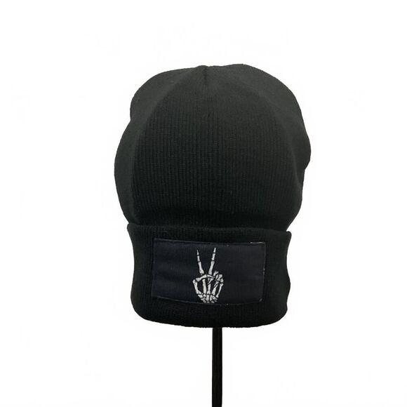 Accessories | Blackskeleton Hand Peace Sign Fleece Lined Beanie Hat Cap ...